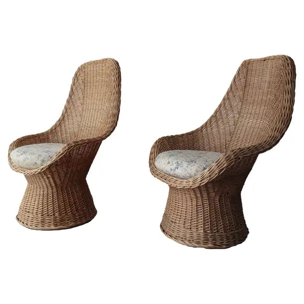 Pair of Sculptural Polish Wicker Scoop Lounge Chairs | Process Home